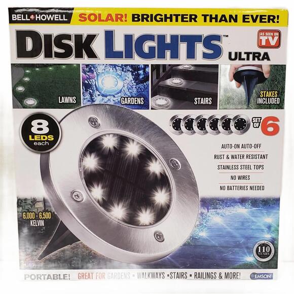 Other | Bell Howell Solar Disk Lights Ultra 45 Diameter 8 Led Each ...